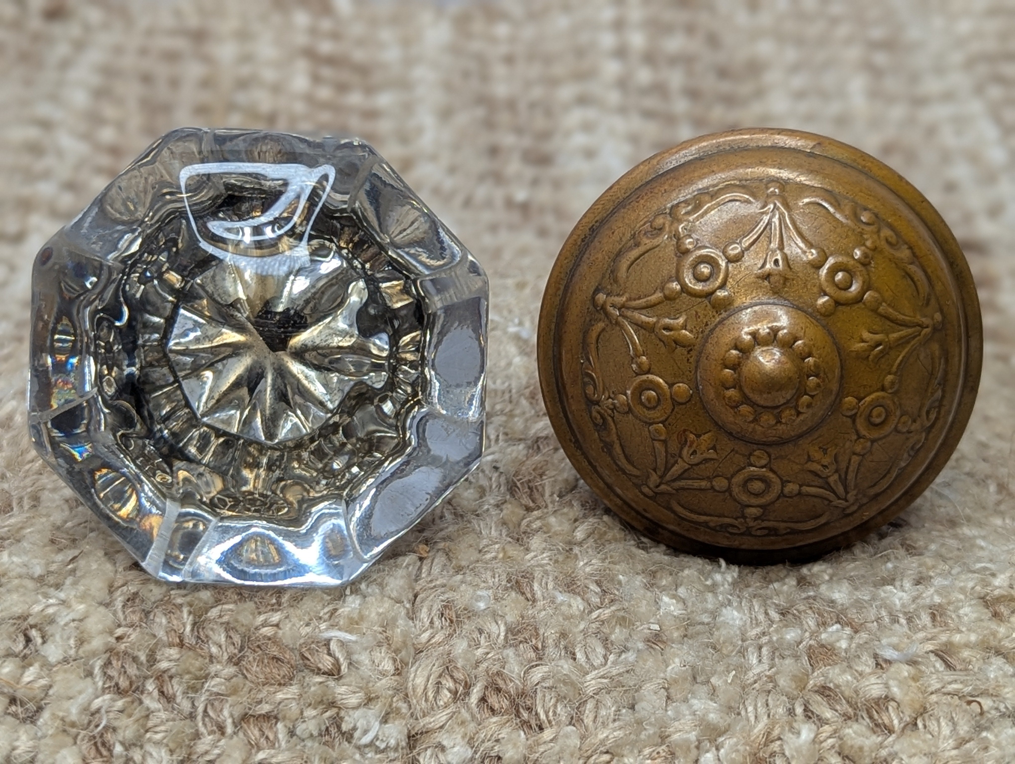 Antique Reading Brass Door Knob & Octagon Glass Door Knob Set Door Har ...