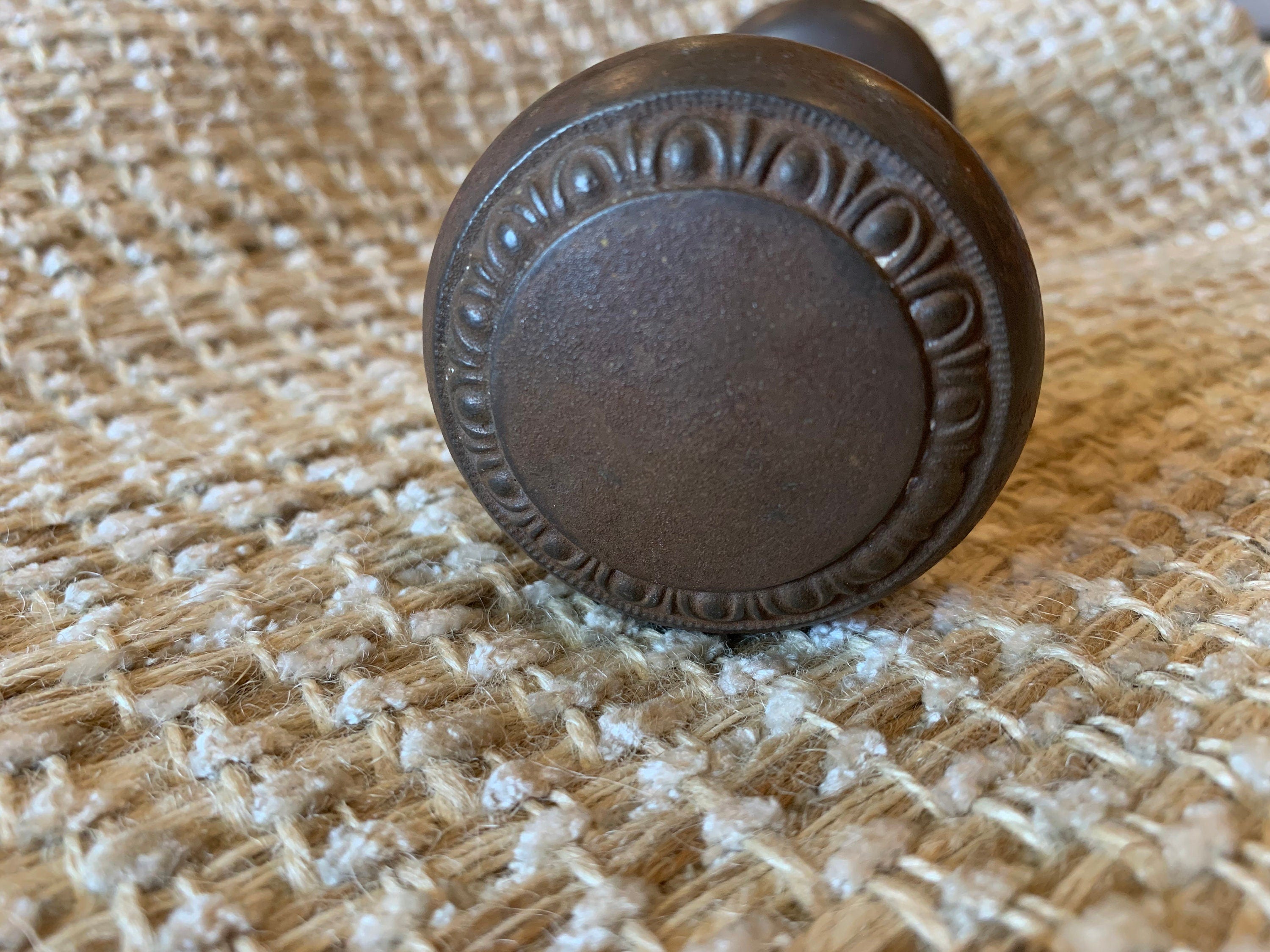 2 1/4" Antique Egg & Dart Stamped Steel Door Knob Set – Heidi's Rusty ...